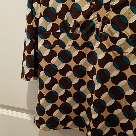 Junction West | Tops | Junction West Brown Tan And Blue Polka Dot Top ...